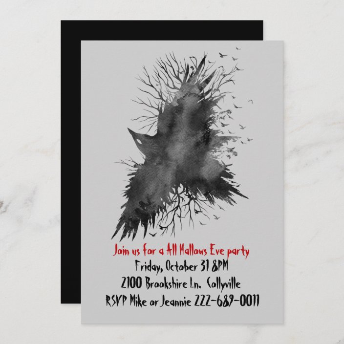 Black Raven Halloween Party Invitation | Zazzle.com