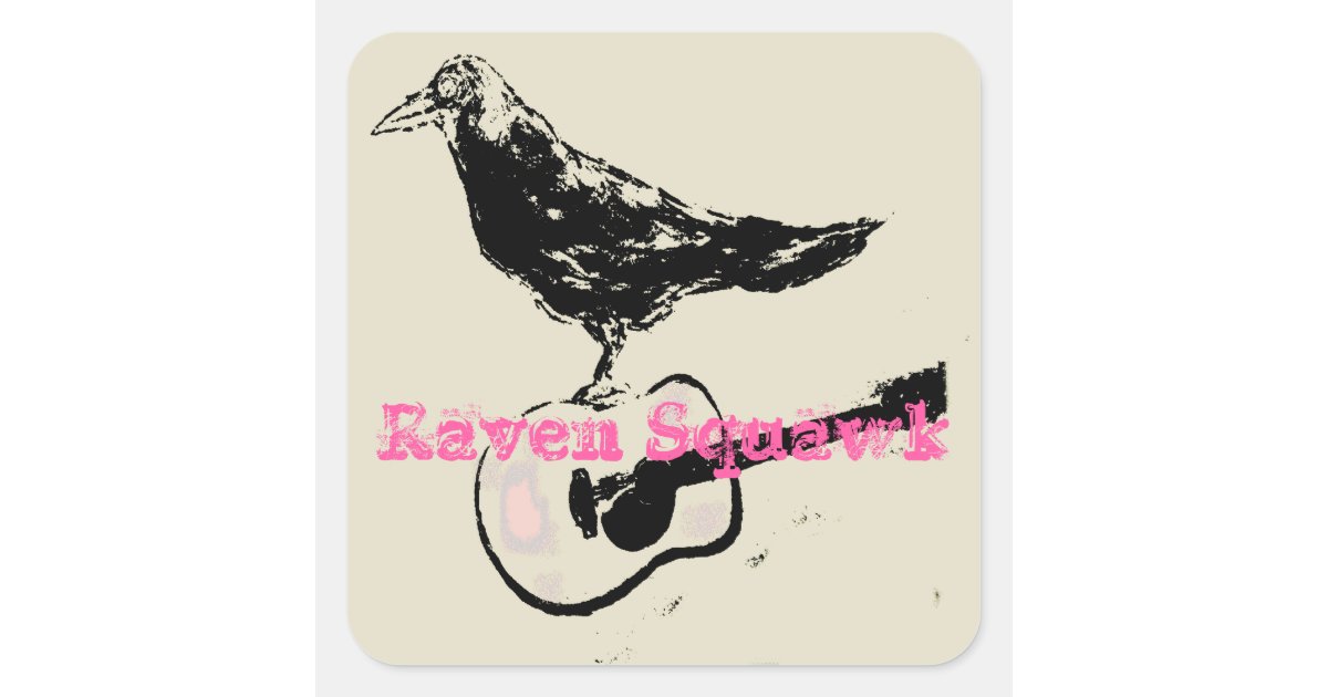 Black Raven Squawk Square Sticker | Zazzle