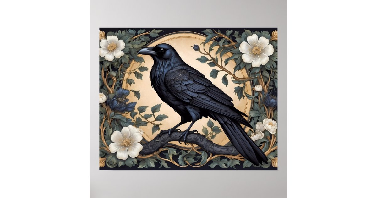 Black Raven William Morris Inspired Poster | Zazzle