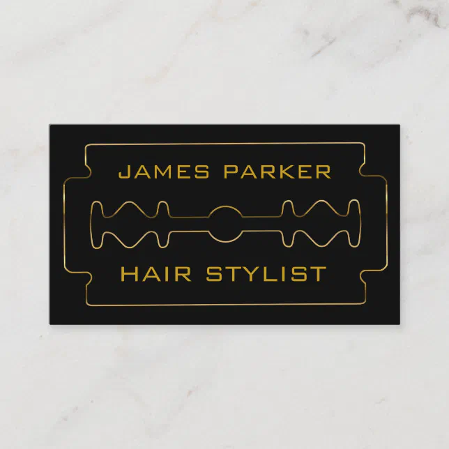Black Razor Blade Barber Hair Stylist Business Card | Zazzle