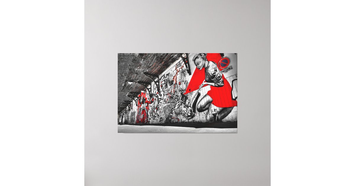 Black, Red and White Street Art Graffiti Wall Art | Zazzle