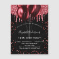 Black red balloons birthday invitation magnet | Zazzle