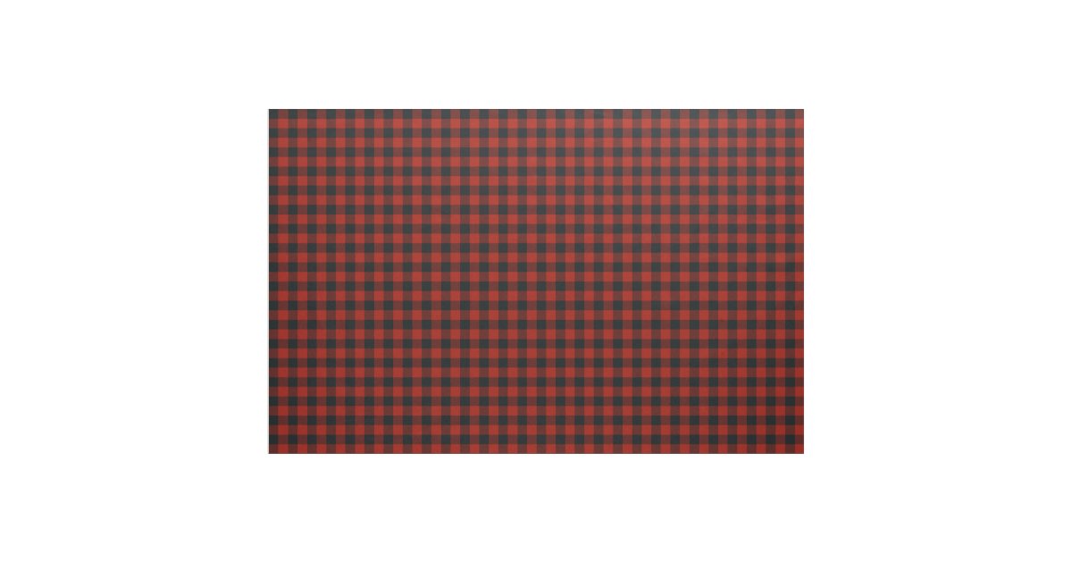 Black & Red Buffalo Checkered Plaid Rustic Fabric | Zazzle
