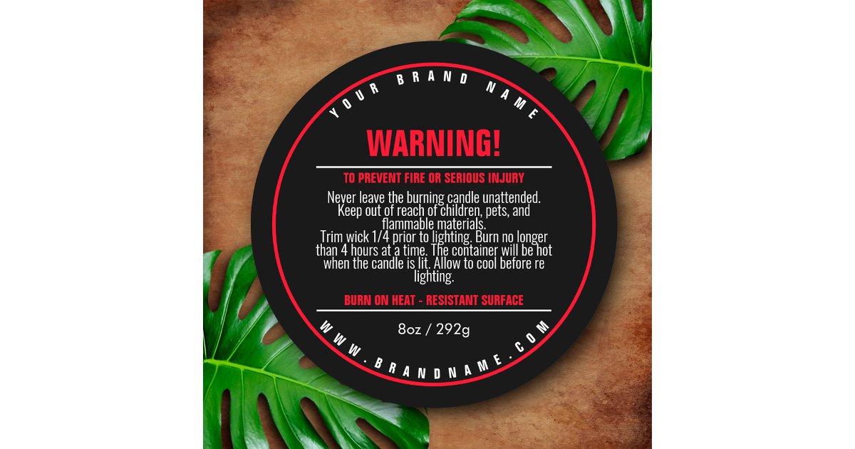 Black / Red Candle Product Warning Label Sticker | Zazzle