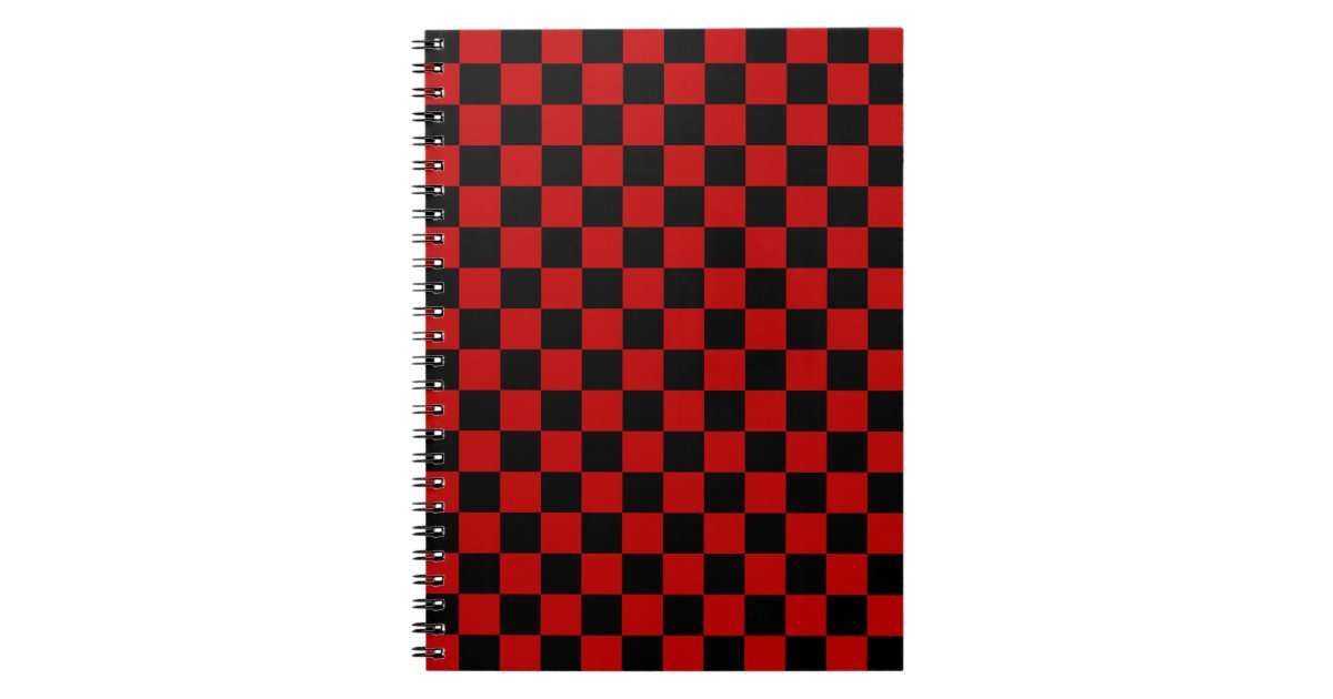 Black + Red Check Checkered Checkerboard Pattern Notebook | Zazzle