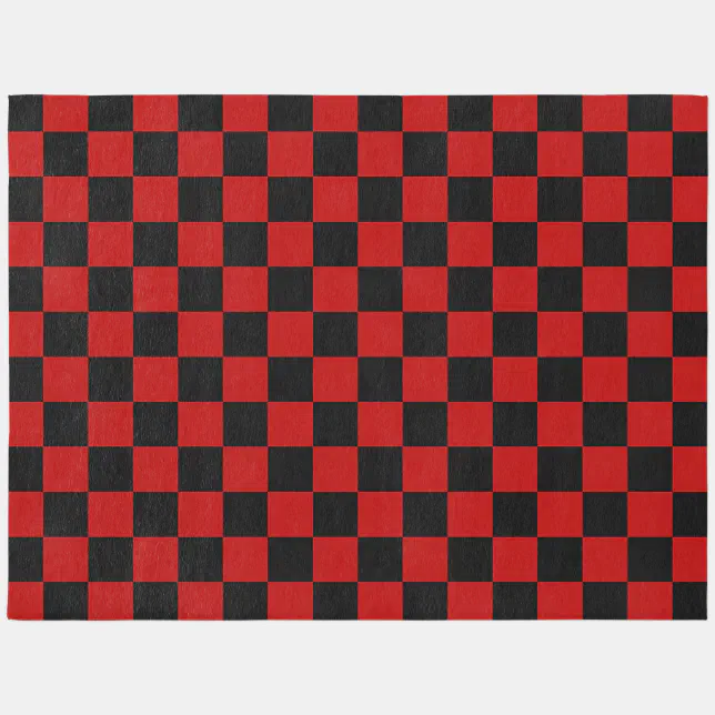 Black + Red Check Checkered Checkerboard Pattern Outdoor Rug | Zazzle