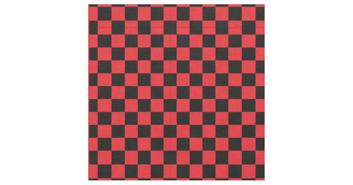 Black & Red Checker Pattern Fabric | Zazzle