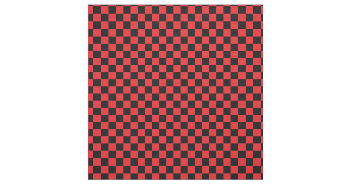 Black & Red Checker Pattern Fabric | Zazzle