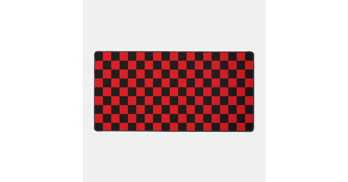 Black & Red Checkered Desk Mat | Zazzle
