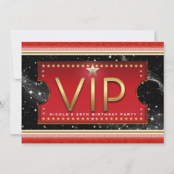 Black Red Gold & Silver Glam VIP Ticket Invitation | Zazzle