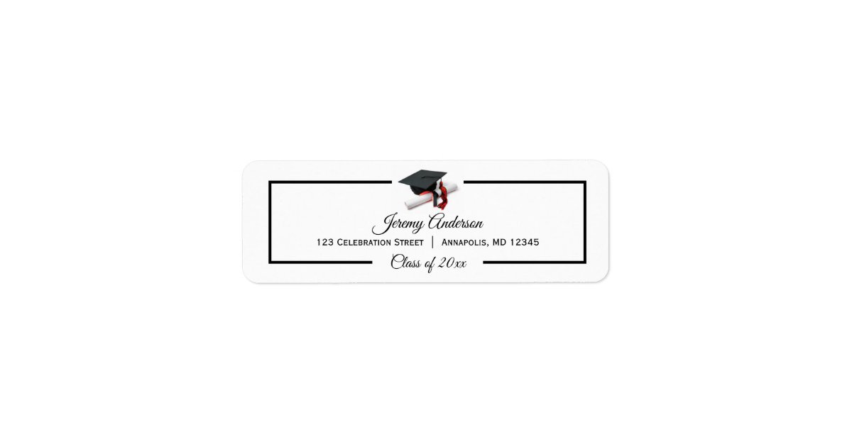 Black Red Graduation Class Cap And Tassel Address Label Zazzle