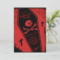 Black & Red Hand Drawn Coffin Halloween Party Invitation | Zazzle