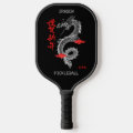 Black Red Hand Drawn Illustration Dragon Pickleball Paddle | Zazzle
