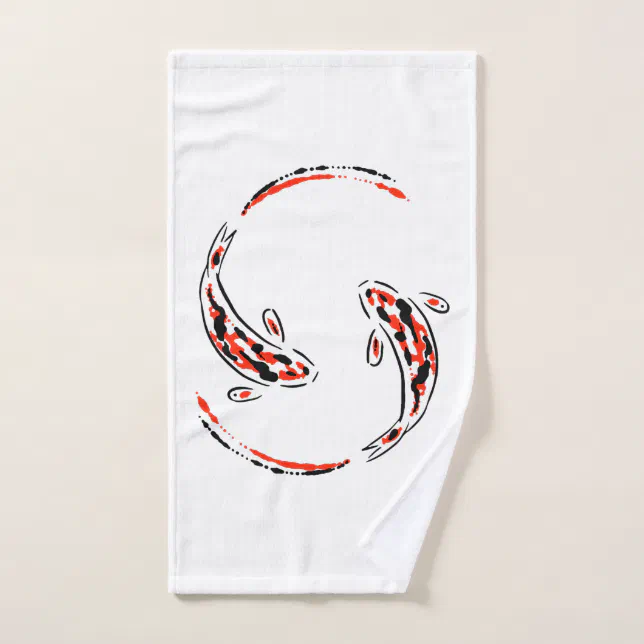 Black & Red Japanese Koi Fish Artistic Bath Towel Set | Zazzle