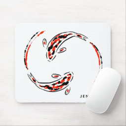Black & Red Japanese Koi Fish Artistic Mouse Pad | Zazzle