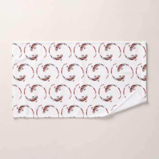 Black & Red Japanese Koi Fish Artistic Pattern Bath Towel Set | Zazzle