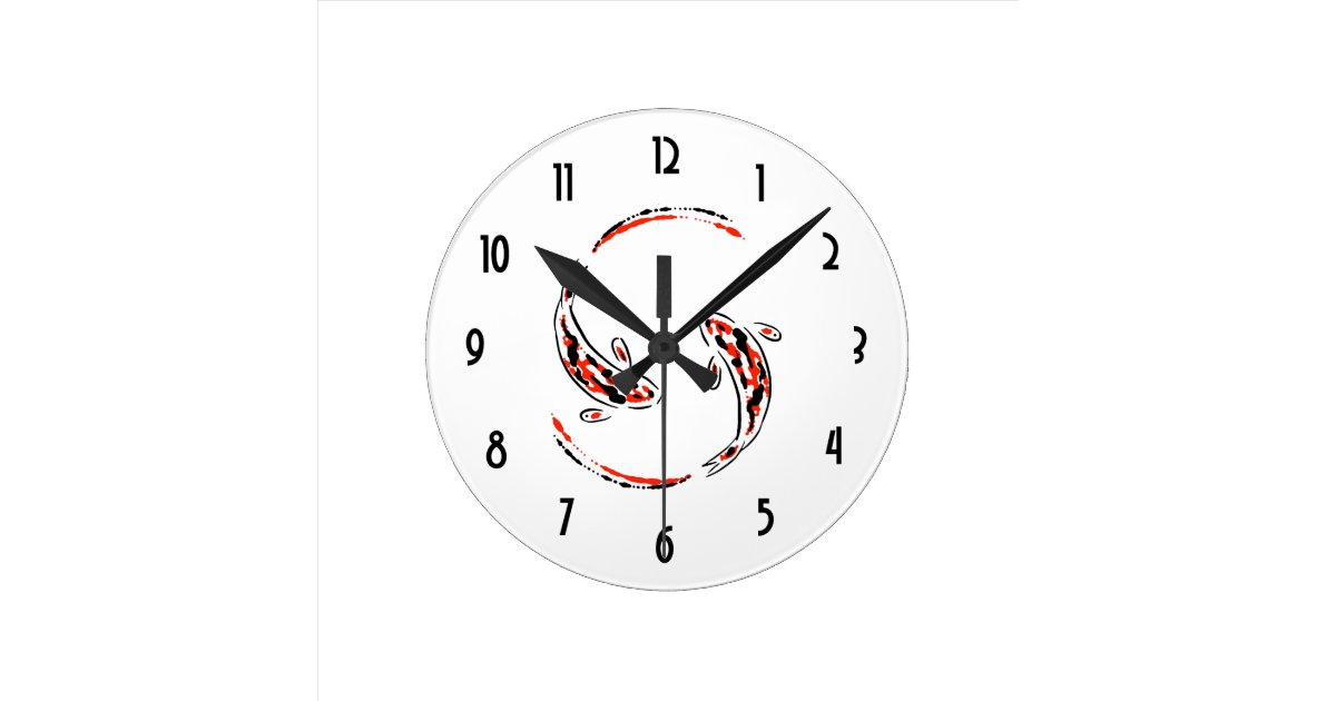 Black & Red Japanese Koi Fish Artistic Round Clock | Zazzle.com
