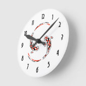 Black & Red Japanese Koi Fish Artistic Round Clock | Zazzle