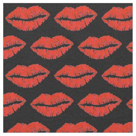 Simple Pinkish Red Lip Print Fabric by the Yard | Zazzle