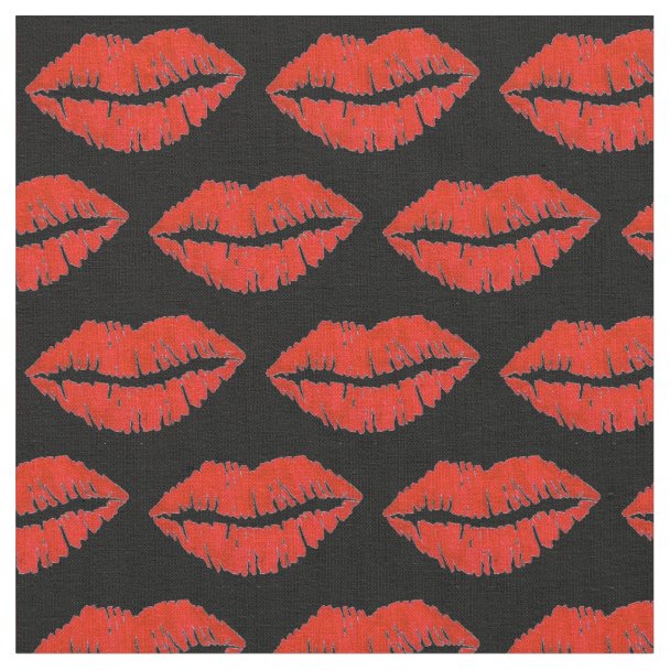 Simple Pinkish Red Lip Print Fabric by the Yard | Zazzle