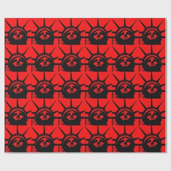 Black & Red Pop Art Statue of Liberty Wrapping Paper | Zazzle