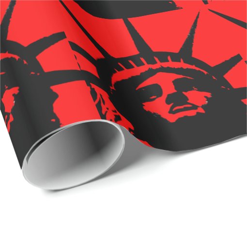Black & Red Pop Art Statue of Liberty Wrapping Paper | Zazzle