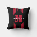 Black Red Racing Car Stripe Monogram Throw Pillow | Zazzle