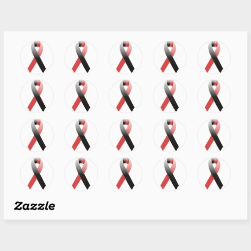 Black & Red Ribbon Awareness Sticker | Zazzle