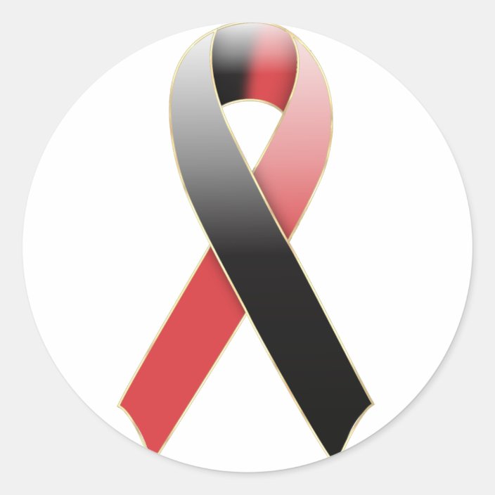 Black & Red Ribbon Awareness Sticker | Zazzle.com