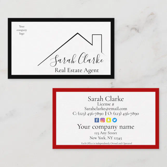 Black & Red Roof Top Business Card | Zazzle