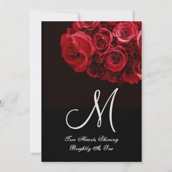 Black Red Rose Bouquet Wedding Metallic Paper Invitation | Zazzle