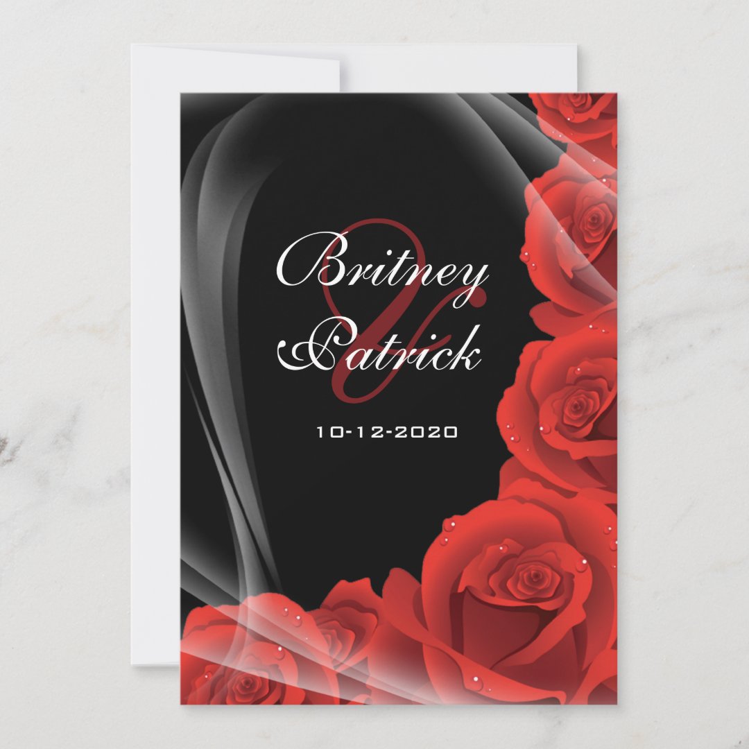 Black & Red Rose Wedding Invitations | Zazzle