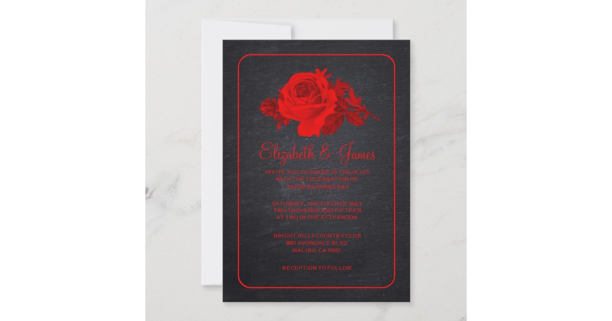 Black & Red Rustic Floral Wedding Invitations | Zazzle