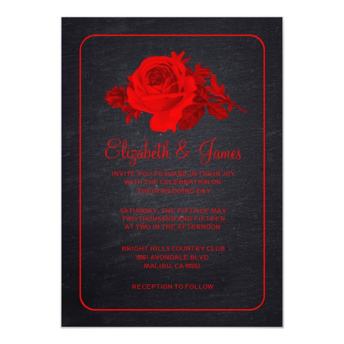Black & Red Rustic Floral Wedding Invitations | Zazzle.com