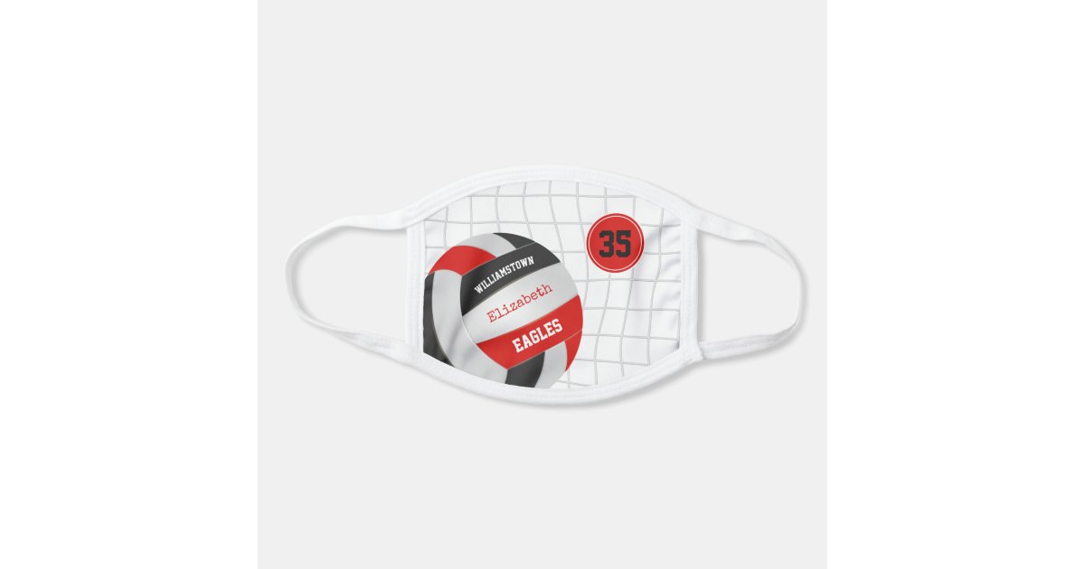 black red school team colors girls volleyball face mask | Zazzle