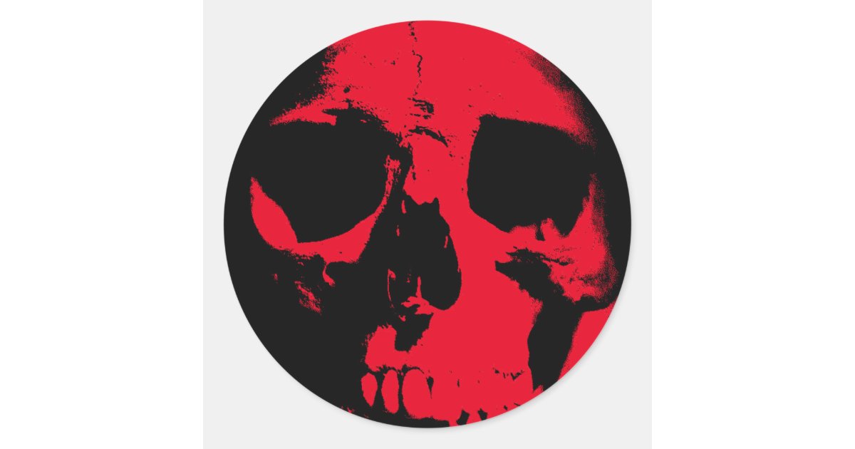 Black & Red Skull Classic Round Sticker | Zazzle