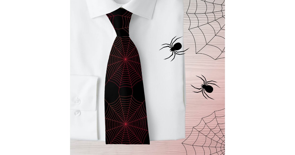 Black red spider web Halloween pattern Neck Tie | Zazzle