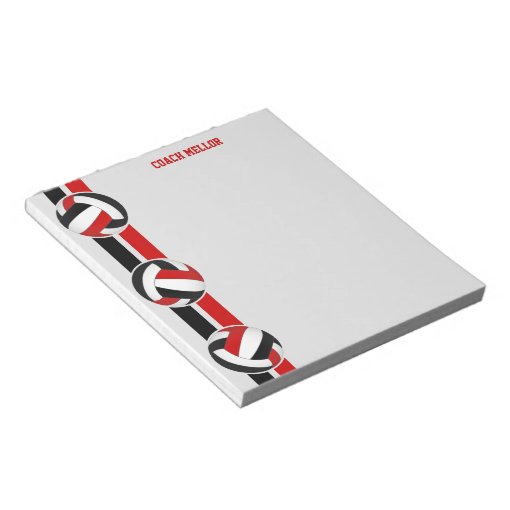black red team colors volleyball coach custom notepad | Zazzle