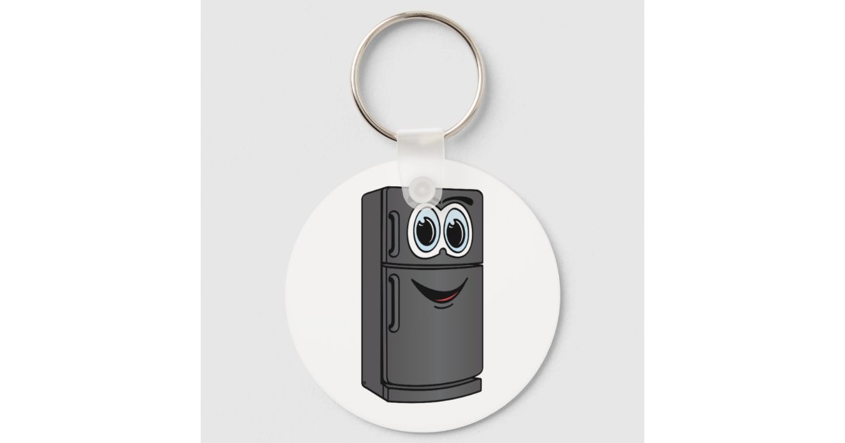 Black Refrigerator Cartoon Keychain | Zazzle
