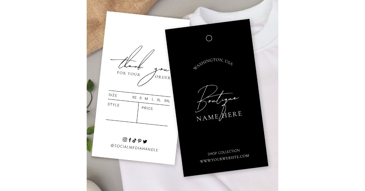 Black Retail Tag Minimalist Clothing Price Label | Zazzle