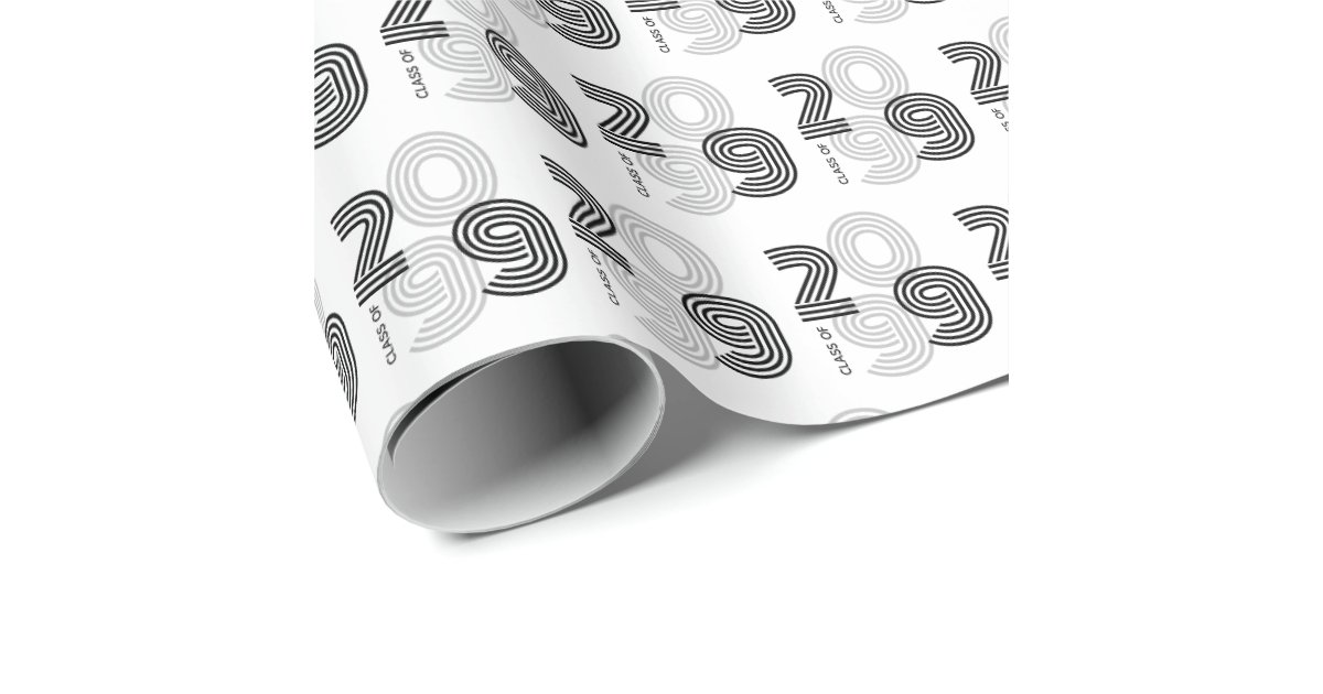 Black Retro Big Numbers Class of Wrapping Paper | Zazzle