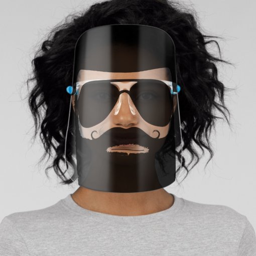 Black Retro Vintage Style Handlebar Mustache Face Shield | Zazzle