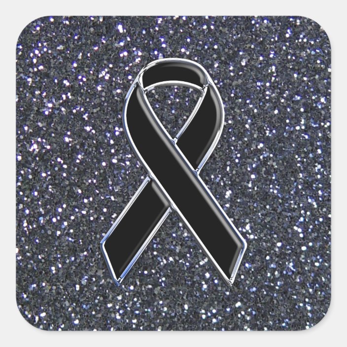 Black Ribbon Awareness Symbol Square Sticker | Zazzle.com