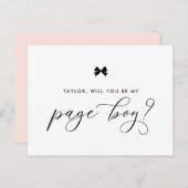 Black Ribbon Bow Will You Be My Page Boy Card | Zazzle