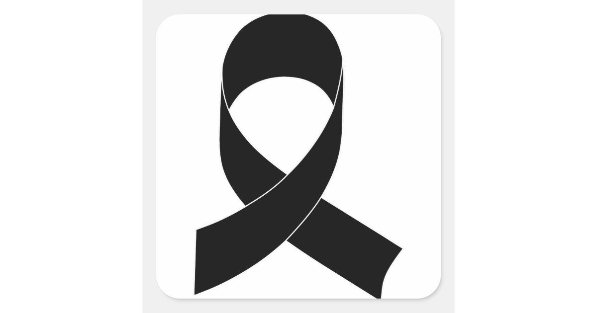 Black Ribbon Drawing Square Sticker | Zazzle