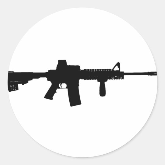 Black Rifle AR-15 from Phil's Art Online Classic Round Sticker | Zazzle.com