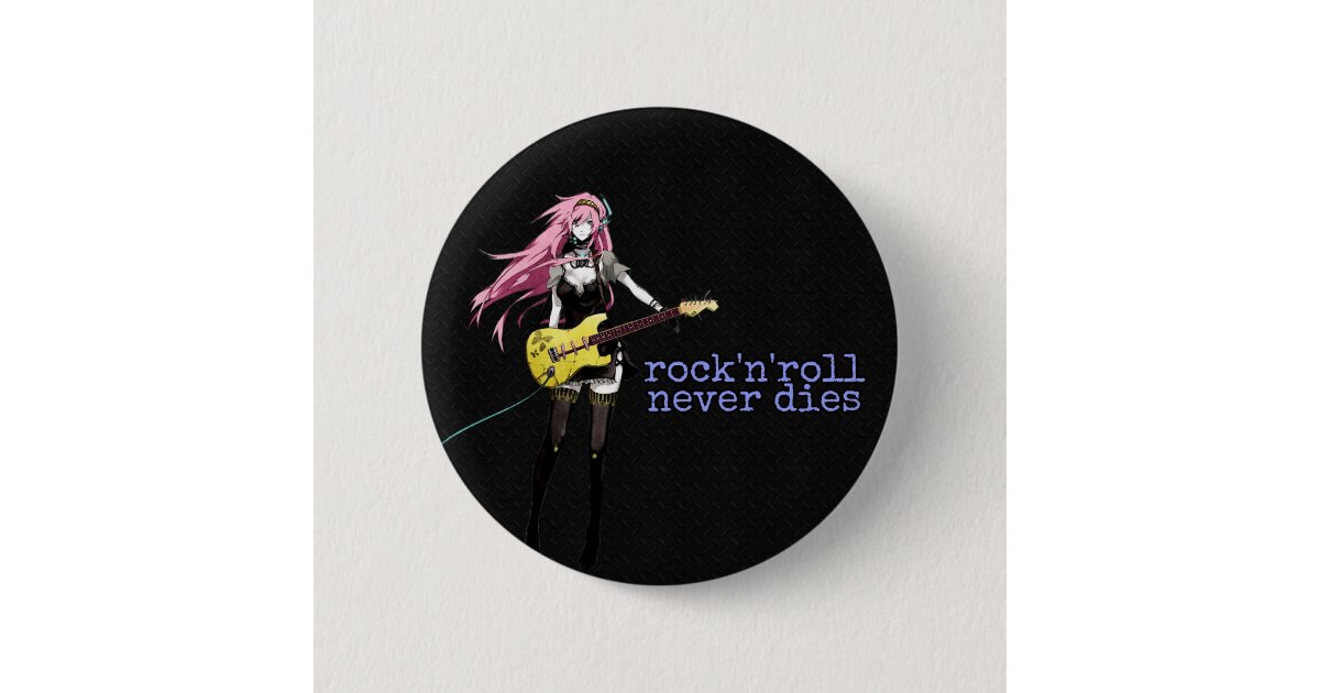 Black Rock ‘n Roll Button | Zazzle