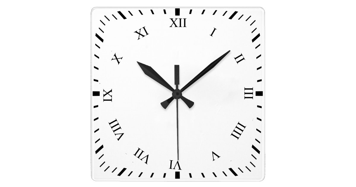 Black Roman Numbers Clock Face Square Clock | Zazzle