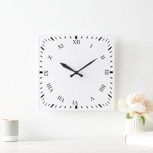 Black Roman Numbers Clock Face Square Clock | Zazzle