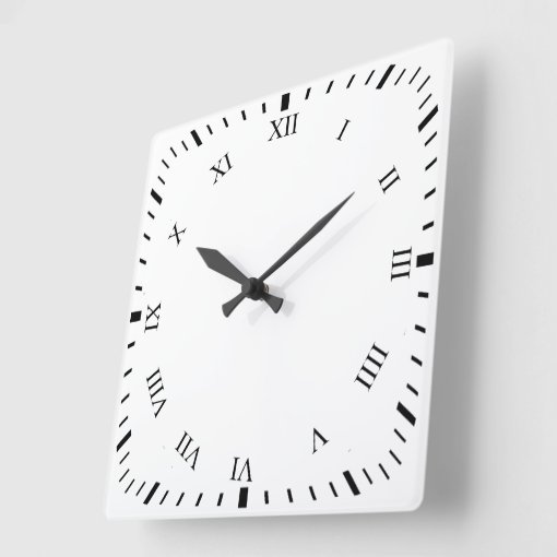 Black Roman Numbers Clock Face Square Clock | Zazzle